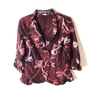 Agora | Jackets & Coats | Agora Dress Jacket Crinkle Embroidered ...